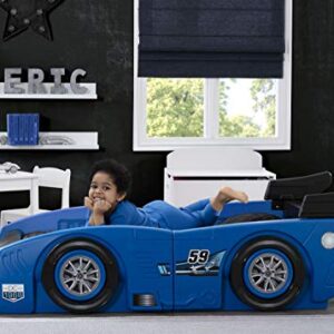 Delta Children Grand Prix Race Car Toddler & Twin Bed - Made in USA, Blue