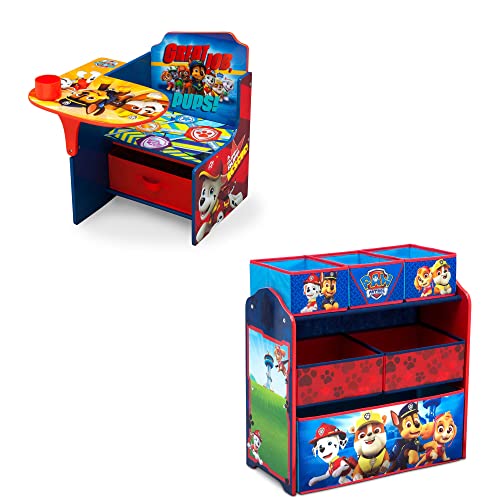 Delta Children Chair Desk with Storage Bin + Design and Store 6 Bin Toy Storage Organizer, Nick Jr. PAW Patrol (Bundle)