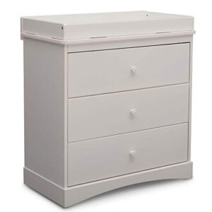 delta children sutton 3 drawer dresser with changing top, white