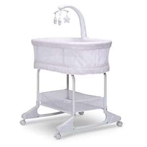 delta children sleepcool rocking bassinet with airflow mesh, pink fresco