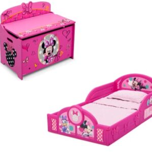 Delta Children Minnie Mouse Sleep & Play Toddler Bed and Toy Box -Bedroom Set