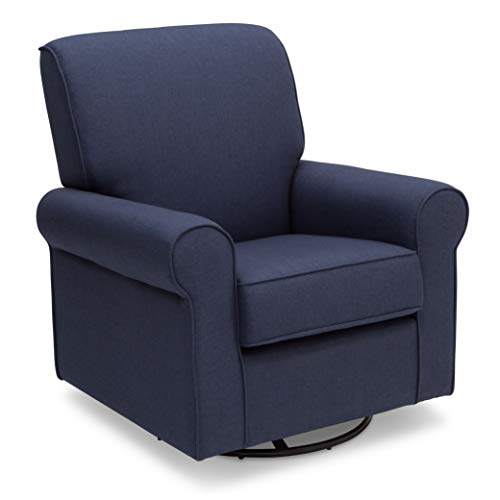 Delta Children Avery Upholstered Glider Swivel Rocker Chair,Metal, Sailor Blue