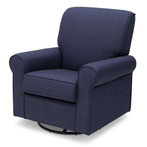 Delta Children Avery Upholstered Glider Swivel Rocker Chair,Metal, Sailor Blue