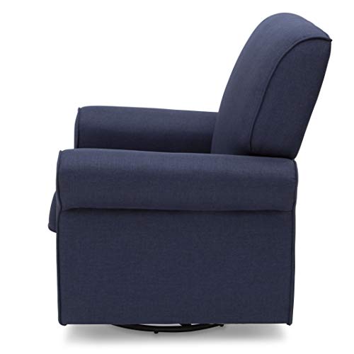 Delta Children Avery Upholstered Glider Swivel Rocker Chair,Metal, Sailor Blue