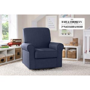 Delta Children Avery Upholstered Glider Swivel Rocker Chair,Metal, Sailor Blue