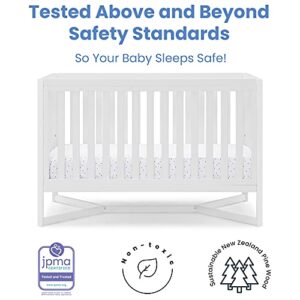 Delta Children Tribeca 4-in-1 Baby Convertible Crib + Serta Perfect Slumber Dual Sided Recycled Fiber Core Crib & Toddler Mattress - Waterproof, Hypoallergenic, GREENGUARD Gold Certified, Bianca White