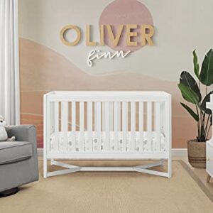 Delta Children Tribeca 4-in-1 Baby Convertible Crib + Serta Perfect Slumber Dual Sided Recycled Fiber Core Crib & Toddler Mattress - Waterproof, Hypoallergenic, GREENGUARD Gold Certified, Bianca White