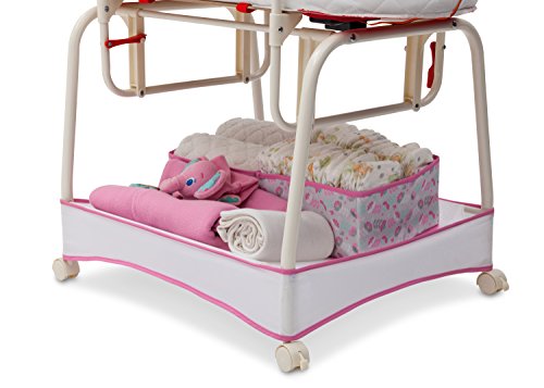 Delta Children Gliding Bedside Bassinet - Portable Crib with Lights, Sounds and Vibration, Disney Minnie Mouse Boutique