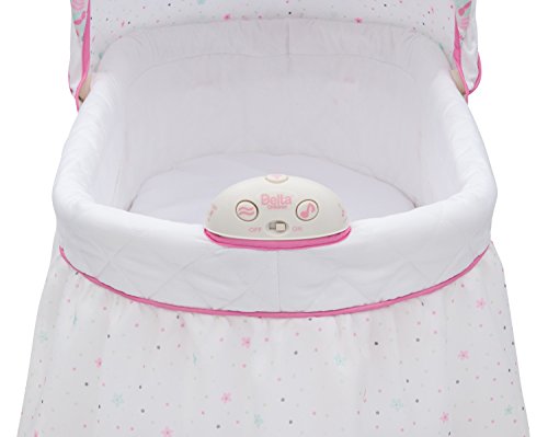 Delta Children Gliding Bedside Bassinet - Portable Crib with Lights, Sounds and Vibration, Disney Minnie Mouse Boutique