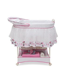 Delta Children Gliding Bedside Bassinet - Portable Crib with Lights, Sounds and Vibration, Disney Minnie Mouse Boutique