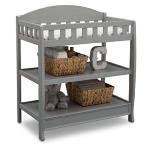 Delta Children Heartland 4-in-1 Convertible Crib Infant Changing Table with Pad + Serta Perfect Start Crib Mattress, Grey