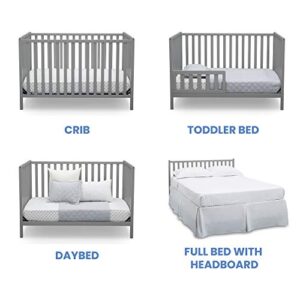 Delta Children Heartland 4-in-1 Convertible Crib Infant Changing Table with Pad + Serta Perfect Start Crib Mattress, Grey