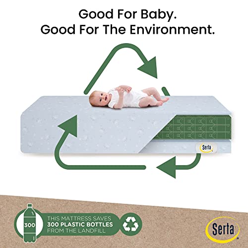 Delta Children Heartland 4-in-1 Convertible Crib Infant Changing Table with Pad + Serta Perfect Start Crib Mattress, Bianca White