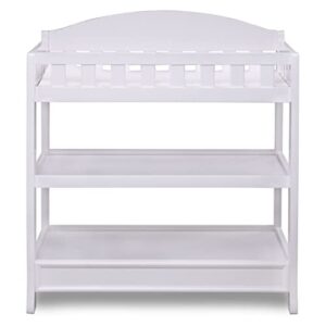 Delta Children Heartland 4-in-1 Convertible Crib Infant Changing Table with Pad + Serta Perfect Start Crib Mattress, Bianca White