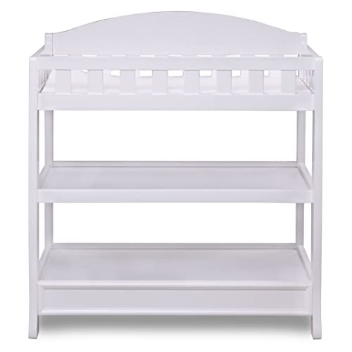 Delta Children Heartland 4-in-1 Convertible Crib Infant Changing Table with Pad + Serta Perfect Start Crib Mattress, Bianca White