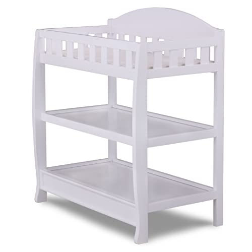 Delta Children Heartland 4-in-1 Convertible Crib Infant Changing Table with Pad + Serta Perfect Start Crib Mattress, Bianca White