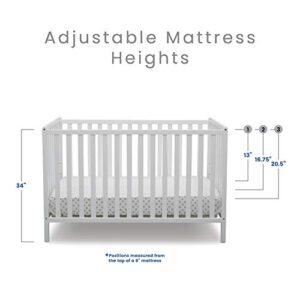 Delta Children Heartland 4-in-1 Convertible Crib Infant Changing Table with Pad + Serta Perfect Start Crib Mattress, Bianca White