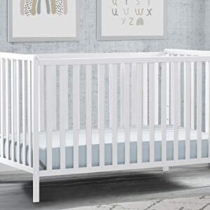 Delta Children Heartland 4-in-1 Convertible Crib Infant Changing Table with Pad + Serta Perfect Start Crib Mattress, Bianca White