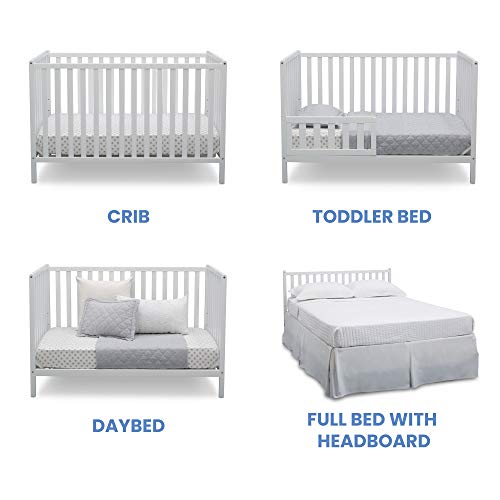 Delta Children Heartland 4-in-1 Convertible Crib Infant Changing Table with Pad + Serta Perfect Start Crib Mattress, Bianca White