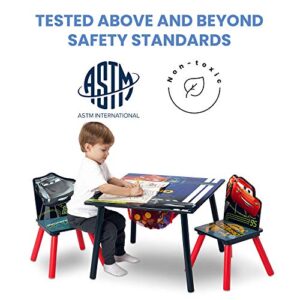 Delta Children Kids Table and Chair Set With Storage (2 Chairs Included) - Ideal for Arts & Crafts, Snack Time, Homework & More, Disney/Pixar Cars, 3 Piece Set