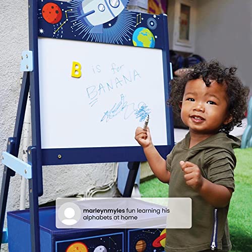 Delta Children Space Adventures Wooden Activity Easel with Storage - Ideal for Arts & Crafts, Drawing, Homeschooling and More - Greenguard Gold Certified, Blue