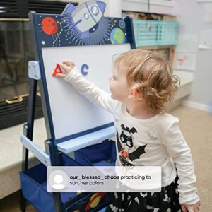 Delta Children Space Adventures Wooden Activity Easel with Storage - Ideal for Arts & Crafts, Drawing, Homeschooling and More - Greenguard Gold Certified, Blue