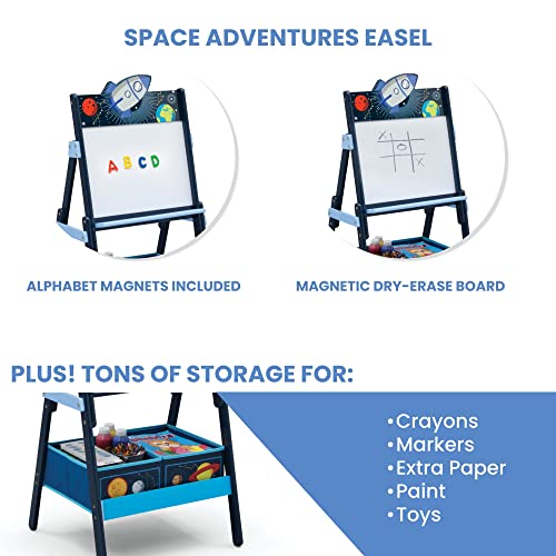 Delta Children Space Adventures Wooden Activity Easel with Storage - Ideal for Arts & Crafts, Drawing, Homeschooling and More - Greenguard Gold Certified, Blue