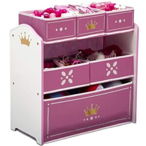 Delta Children Princess Crown Design & Store 6 Bin Toy Storage Organizer - Greenguard Gold Certified, White/Pink