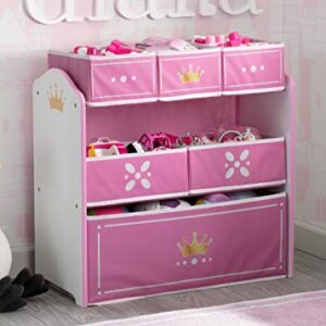 Delta Children Princess Crown Design & Store 6 Bin Toy Storage Organizer - Greenguard Gold Certified, White/Pink