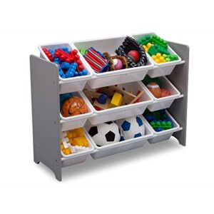 delta children mysize 9 bin plastic toy organizer – greenguard gold certified, grey