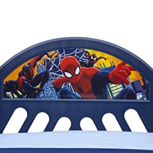 Delta Children Plastic Toddler Bed, Marvel Spider-Man + Delta Children Twinkle Galaxy Dual Sided Recycled Fiber Core Toddler Mattress (Bundle)