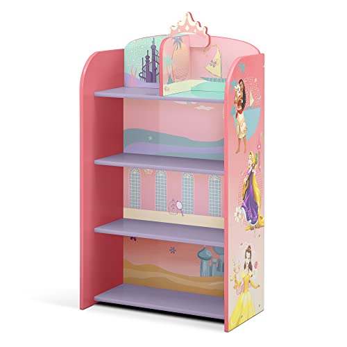 Disney Princess Wooden Playhouse 4-Shelf Bookcase for Kids by Delta Children - Greenguard Gold Certified, Pink