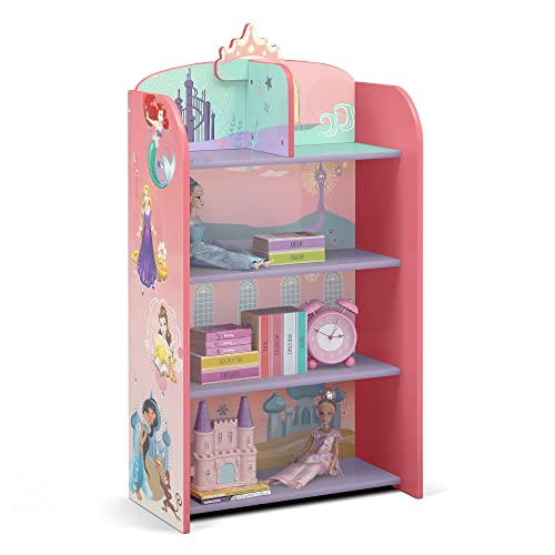 Disney Princess Wooden Playhouse 4-Shelf Bookcase for Kids by Delta Children - Greenguard Gold Certified, Pink