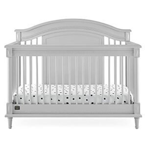 delta children simmons kids juliette 6-in-1 convertible crib with toddler rail, greenguard gold certified, moonstruck grey