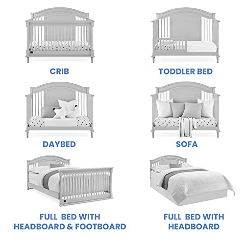 Delta Children Simmons Kids Juliette 6-in-1 Convertible Crib with Toddler Rail, Greenguard Gold Certified, Moonstruck Grey