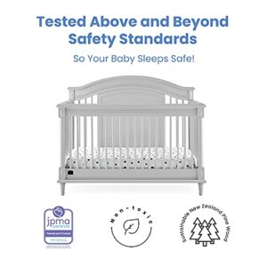 Delta Children Simmons Kids Juliette 6-in-1 Convertible Crib with Toddler Rail, Greenguard Gold Certified, Moonstruck Grey