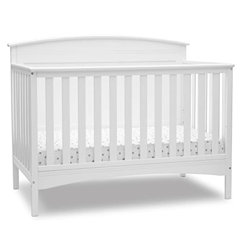 Delta Children Archer Solid Panel 4-in-1 Convertible Baby Crib - Greenguard Gold Certified, Bianca White