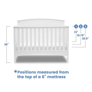 Delta Children Archer Solid Panel 4-in-1 Convertible Baby Crib - Greenguard Gold Certified, Bianca White