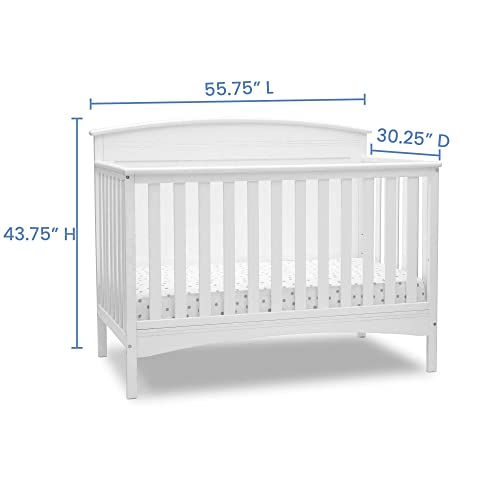 Delta Children Archer Solid Panel 4-in-1 Convertible Baby Crib - Greenguard Gold Certified, Bianca White