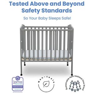 Delta Children Folding Portable Mini Baby Crib with 1.5-inch Mattress - Greenguard Gold Certified, Grey