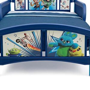 Delta Children Plastic Toddler Bed, Disney/Pixar Toy Story 4 + Delta Children Twinkle Galaxy Dual Sided Recycled Fiber Core Toddler Mattress (Bundle)