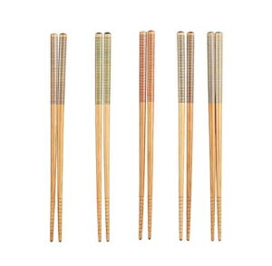 crate & barrel striped bamboo chopstick, set of 5 pairs