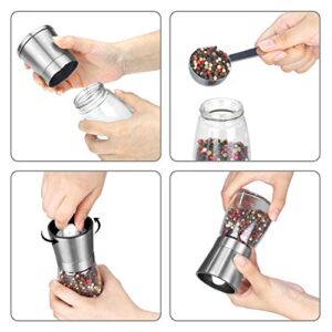 VEVOK CHEF Salt and Pepper Grinder Set Adjustable Coarseness Ceramic Pepper Mill Salt Crusher with Silicone Tray Salt and Pepper Shaker Spice Grinder Kitchen Chef Gift