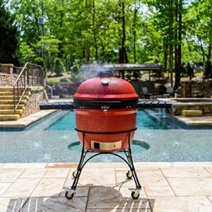 Kamado Joe BJ24RHC Big Joe II 24-inch Charcoal Grill with Cart and Side Shelves, Blaze Red