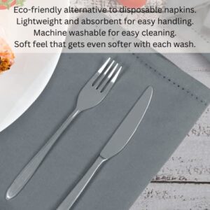 Urbana Cotton Set of 12 Hemstitch Cloth Dinner Napkins 100% Cotton Soft Durable Washable Reusable - Table Dinner Napkins for Hotel Lunch Restaurant Weddings Events & Parties - 18x18 Grey