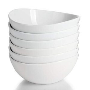 sweese 28 oz porcelain bowls set of 6 – for salad, pasta, cereal – microwave, dishwasher and oven safe – white – 103.001