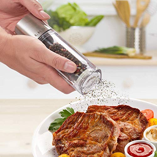 Salt And Pepper Grinder Set Adjustable Ceramic Salt And Pepper Shakers Pepper Mill Grinder Refillable Spice Grinder Glass pepper mill Seasoning Grinders Pepper Mill & Salt Mill