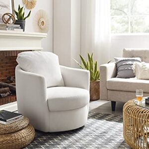 Volans Modern Swivel Living Room Chairs Barrel Chair Ivory Corduroy Upholstery Accent Sofa Chairs Living Room Chair Sofa Chair for Bedroom