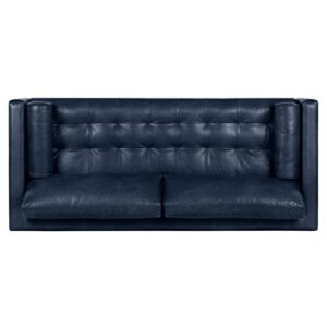 POLY & BARK Napa 88.5" Sofa Full-Grain Semi-Aniline Italian Tanned Leather in Midnight Blue