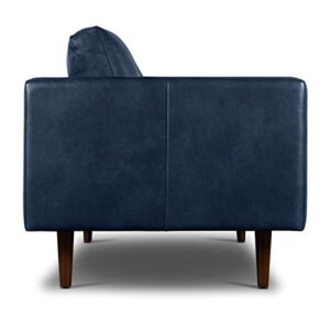 POLY & BARK Napa 88.5" Sofa Full-Grain Semi-Aniline Italian Tanned Leather in Midnight Blue